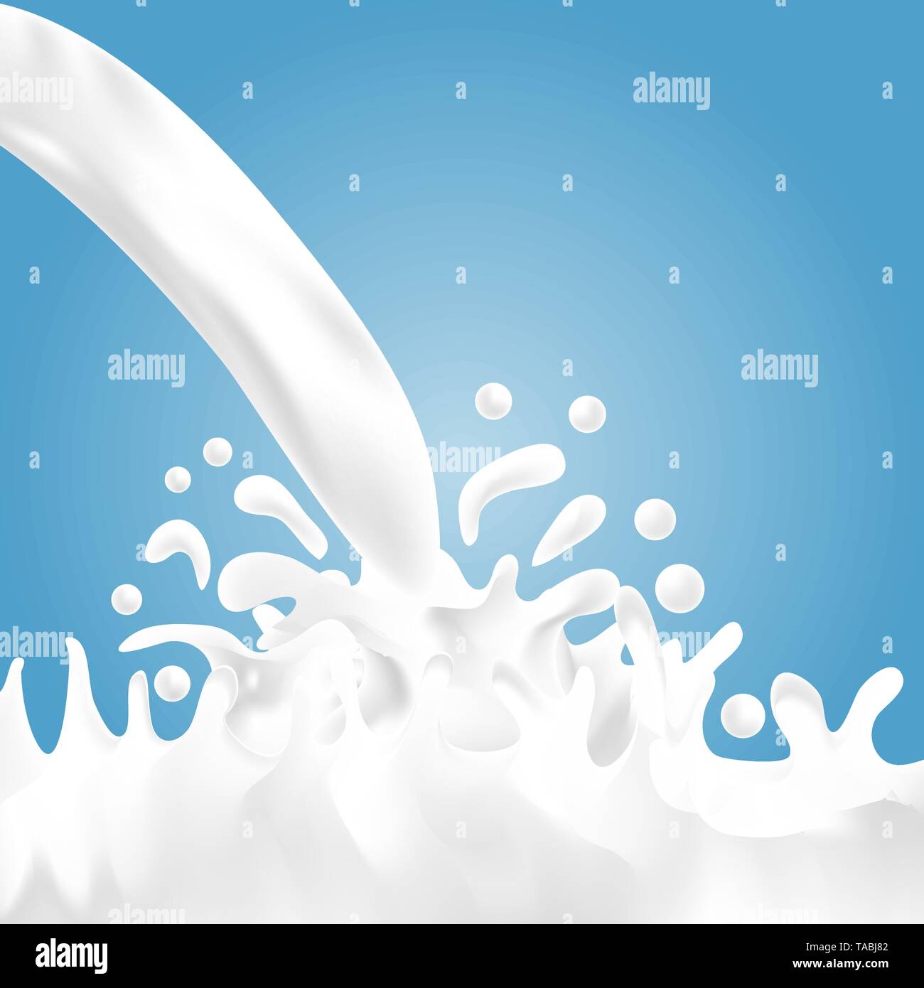 realistic milk drop with splashes isolated on blue background. vector ...