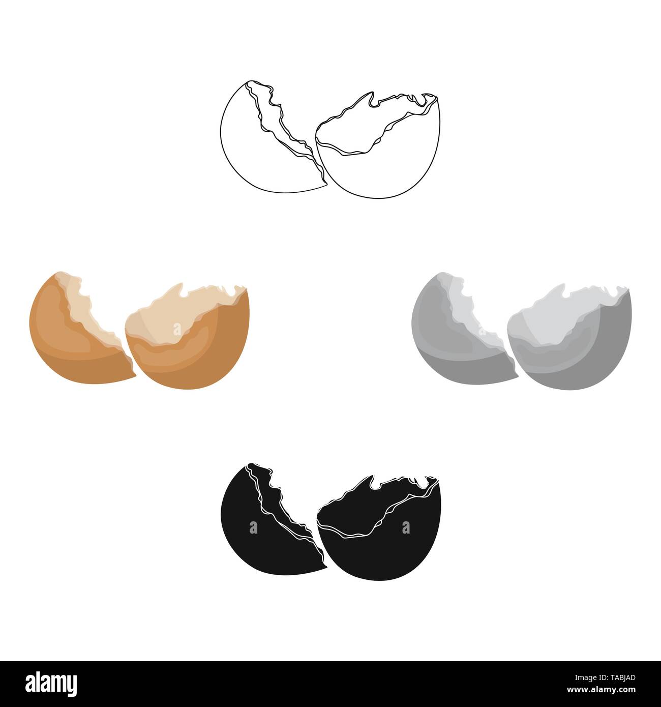 Broken eggshell icon in cartoon,black style isolated on white ...