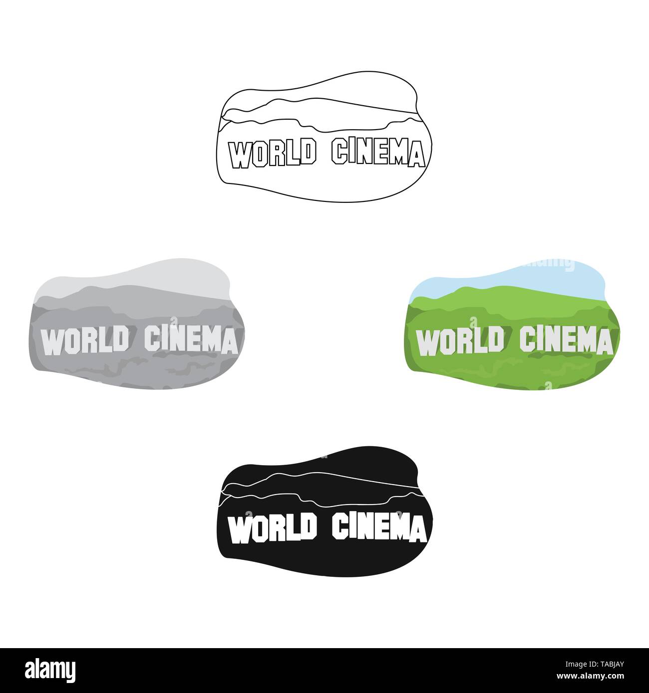 World cinema sign icon in cartoon,black style isolated on white ...