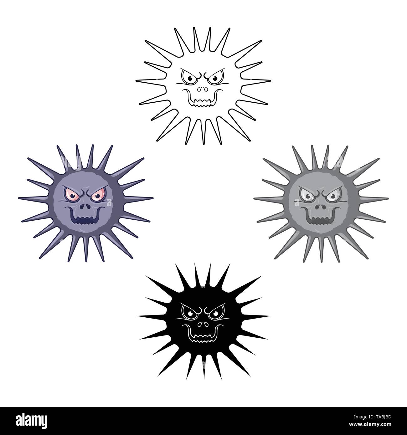 Gray virus icon in cartoon,black design isolated on white background ...