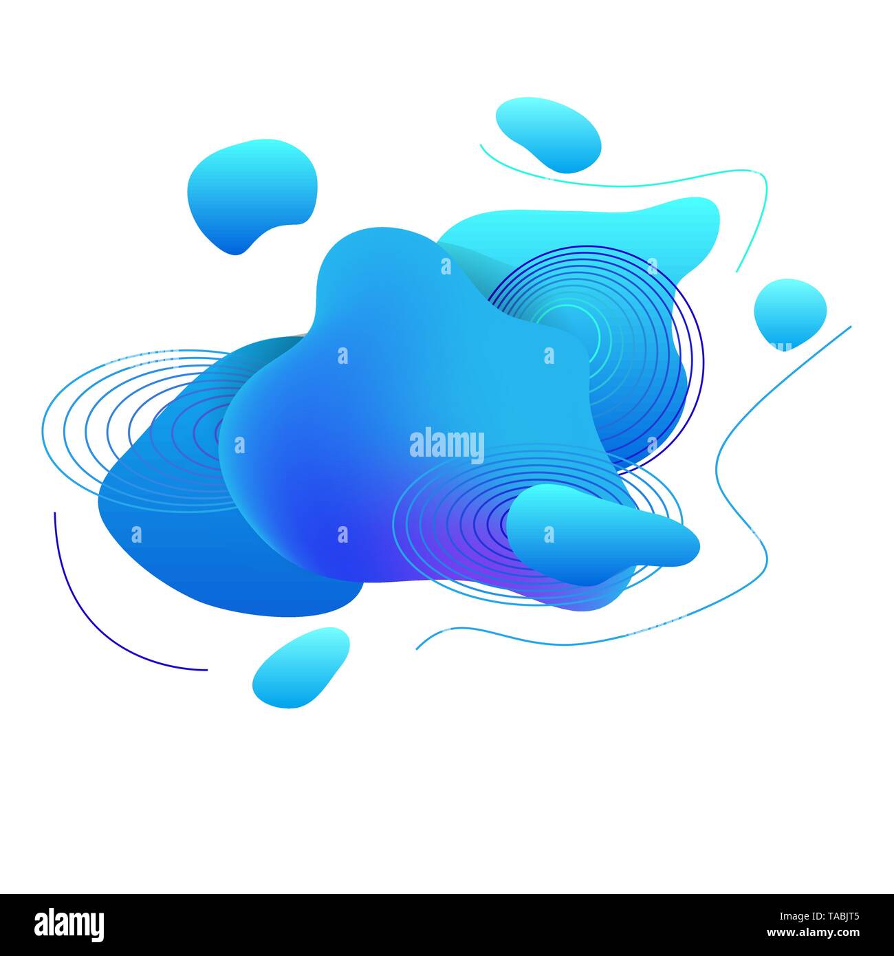 Blue fluid blob for card background. Azure liquid stain in dynamic color. Abstract gradient ...