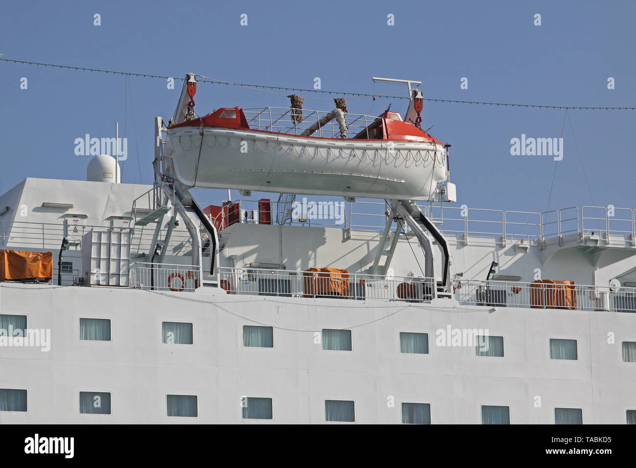 Safety Life Boat for Emergency Evacuation From Cruise Ship Stock Photo ...