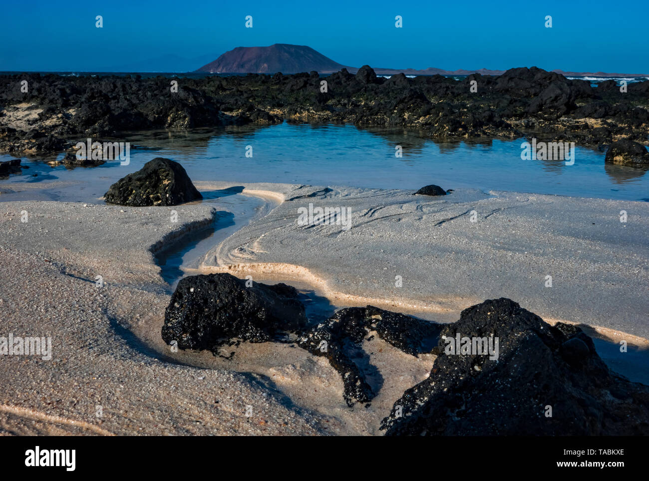 Sand patterns on the beach in Corralejo the Canary Islands Spain Stock ...