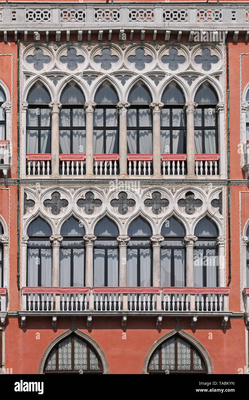 Venetian Style Windows at Luxurious Building in Venice Stock Photo - Alamy
