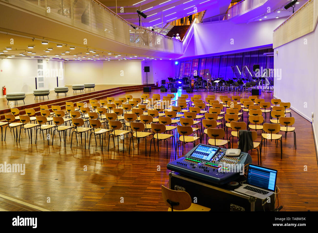 Empty concert stage with instruments hi-res stock photography and ...