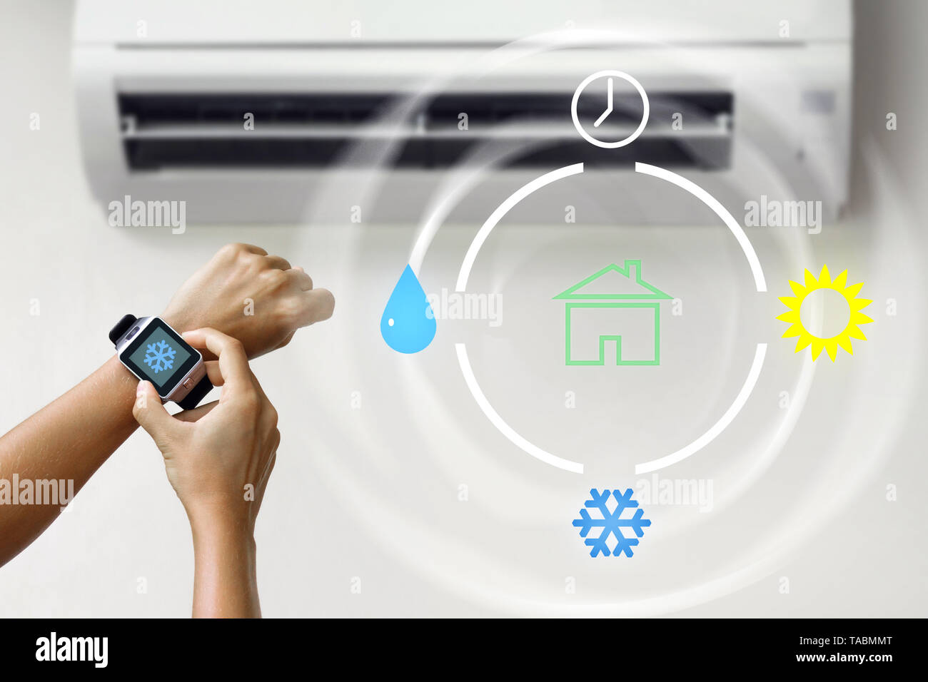 Climate control in your house with a smartwatch Stock Photo - Alamy