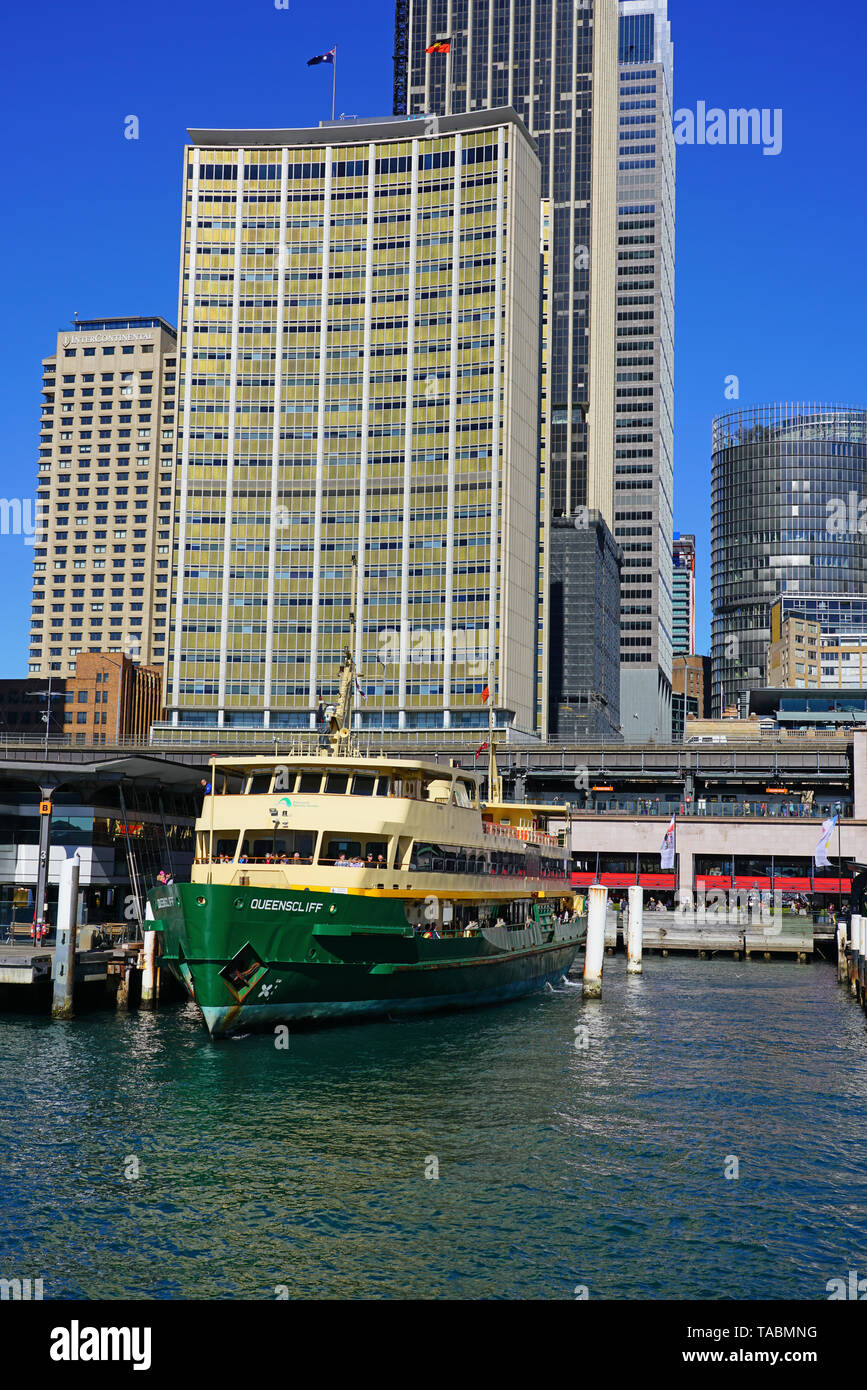 SYDNEY, AUSTRALIA -13 JUL 2018- View of the Circular Quay ferry ...