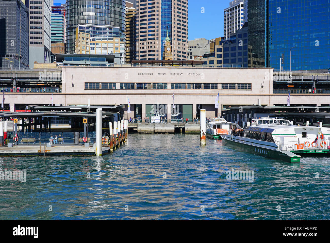 SYDNEY, AUSTRALIA -13 JUL 2018- View of the Circular Quay ferry ...