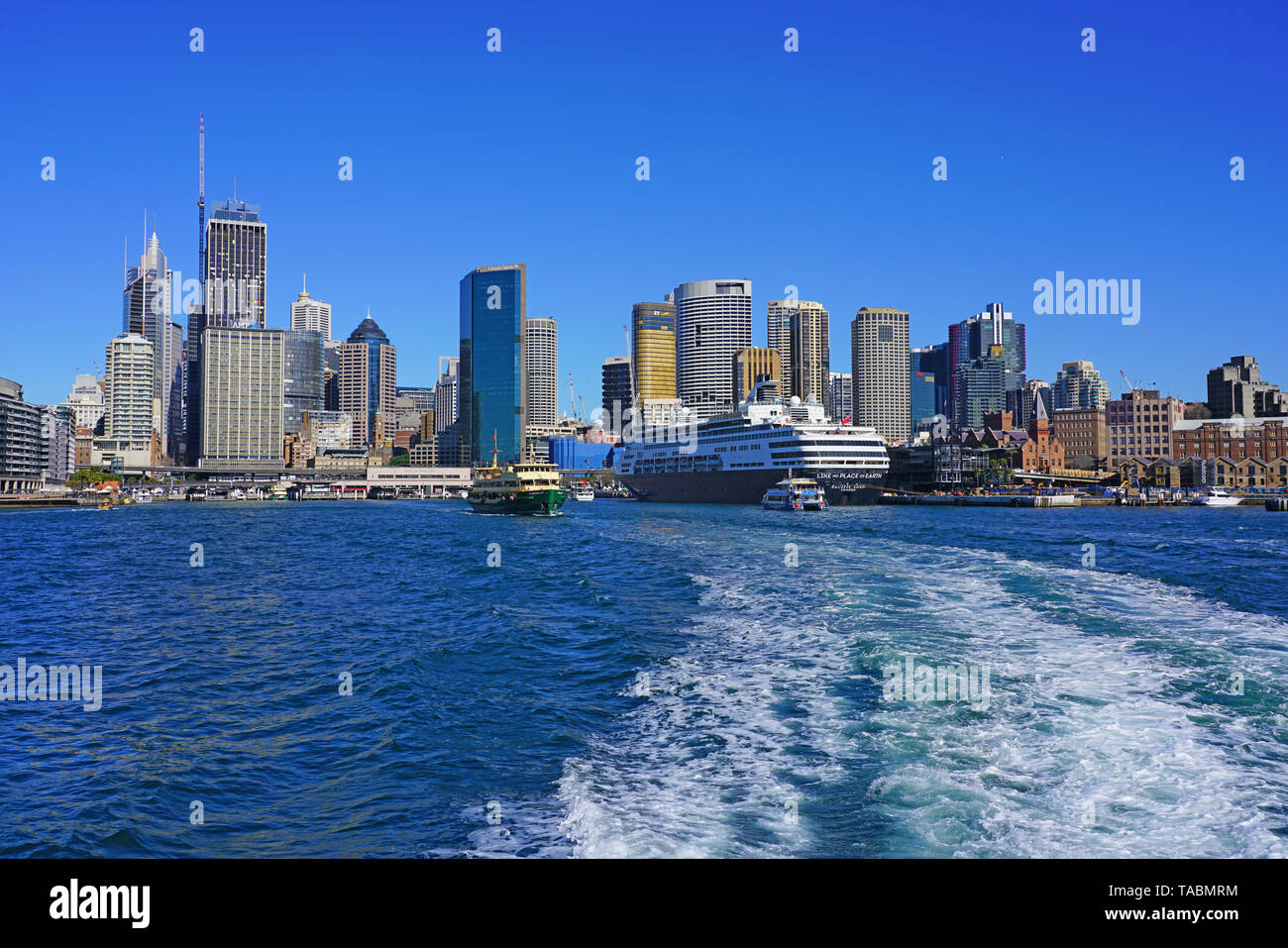 SYDNEY, AUSTRALIA -13 JUL 2018- View of the Circular Quay ferry ...