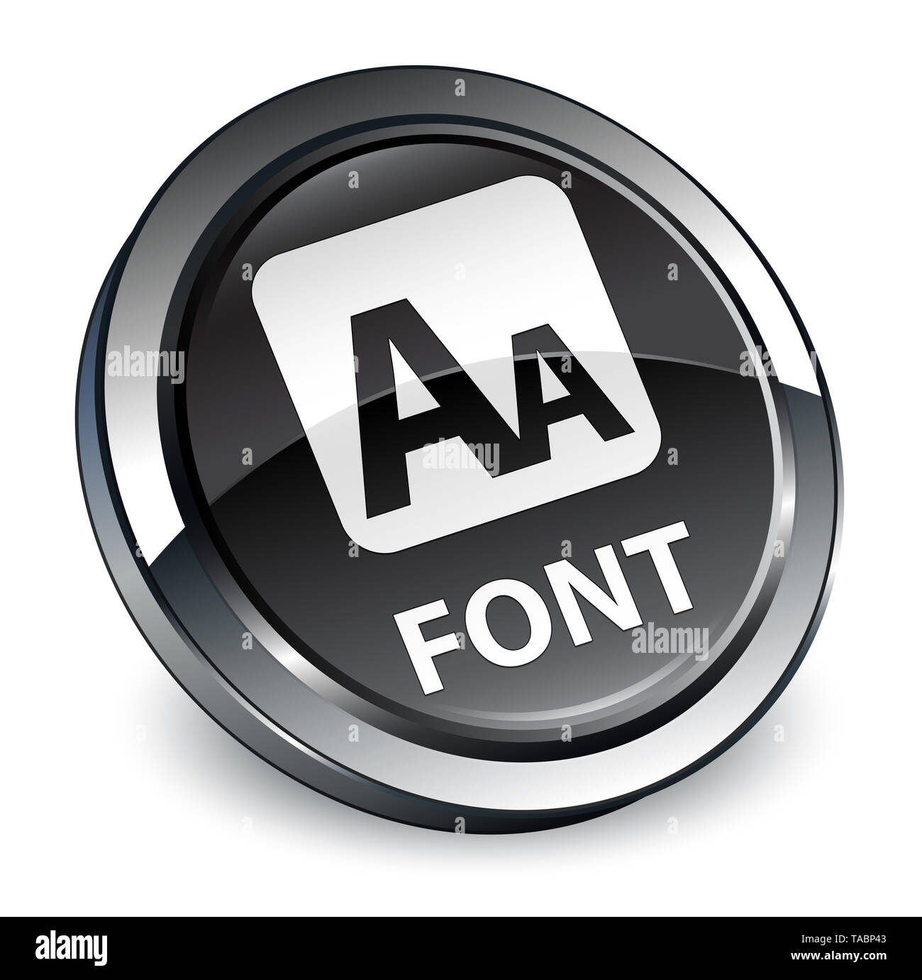 Font isolated on 3d black round button abstract illustration Stock ...