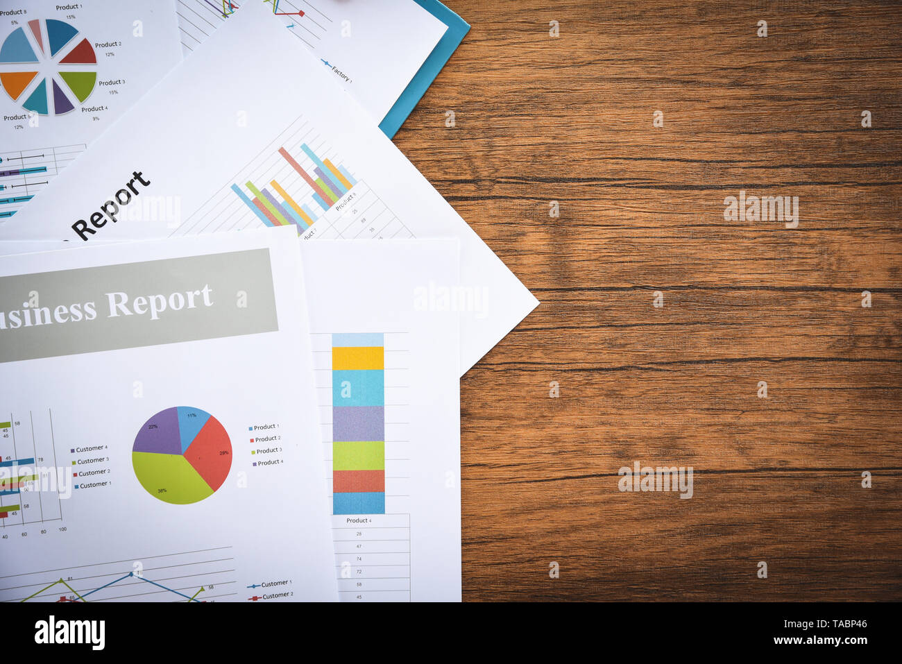 Business report chart preparing graphs concept / Summary report in ...