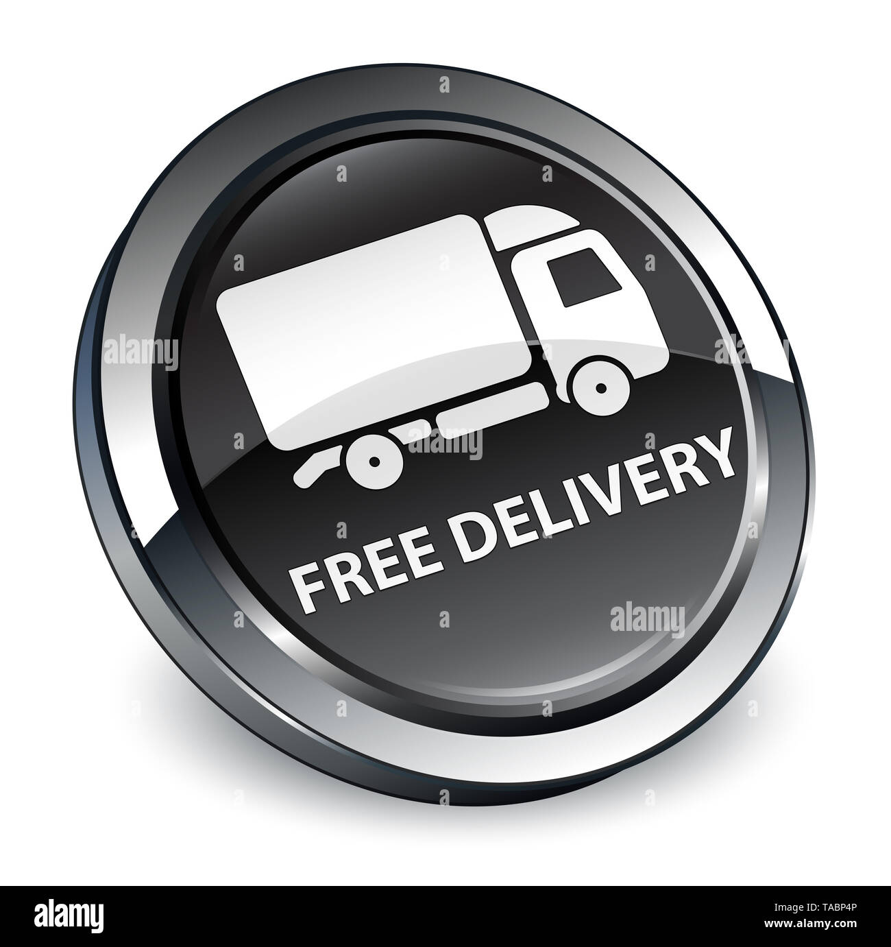 Free delivery isolated on 3d black round button abstract illustration ...