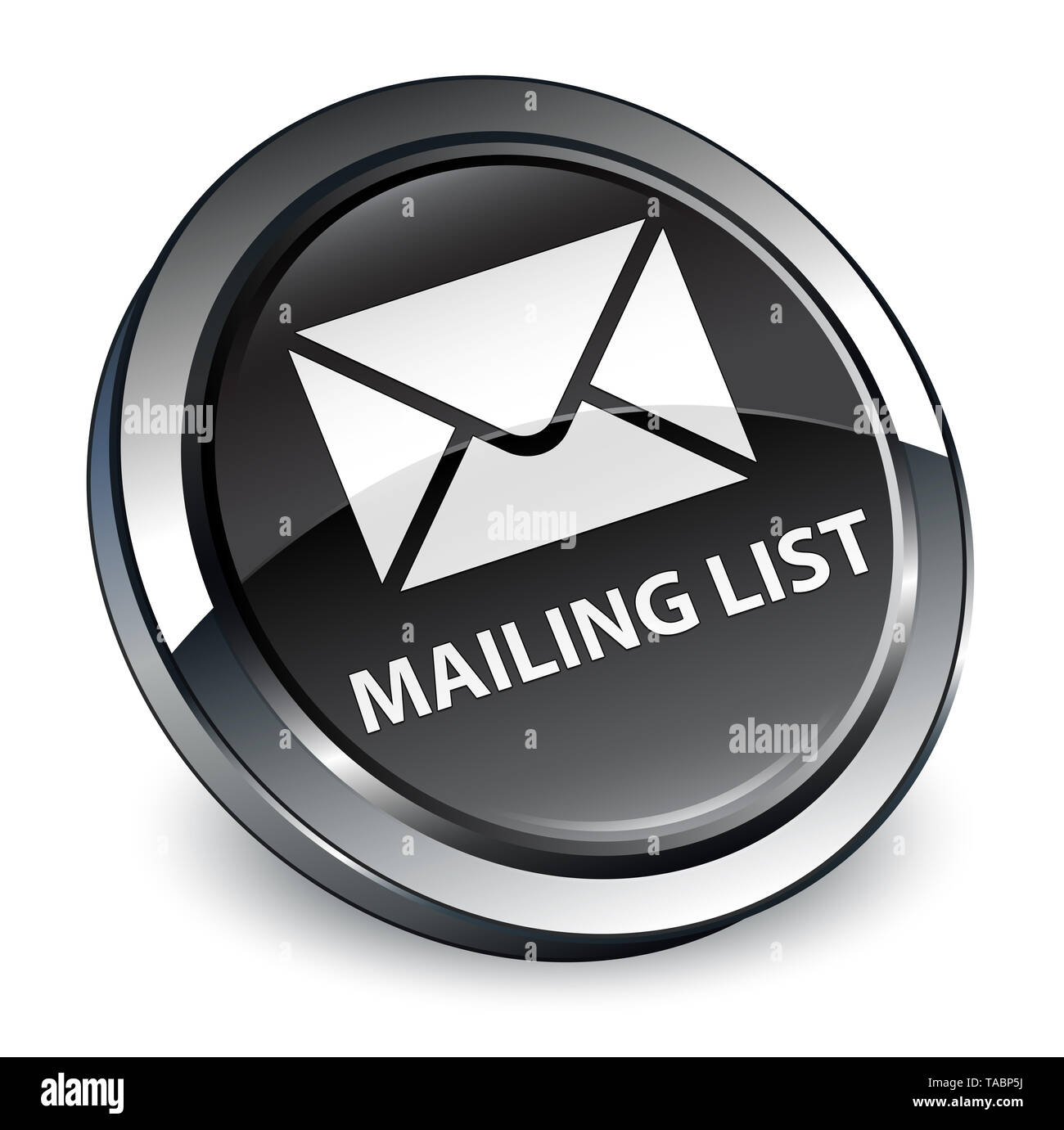 Mailing list isolated on 3d black round button abstract illustration ...