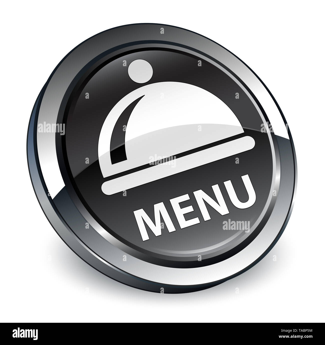Menu (food dish icon) isolated on 3d black round button abstract ...