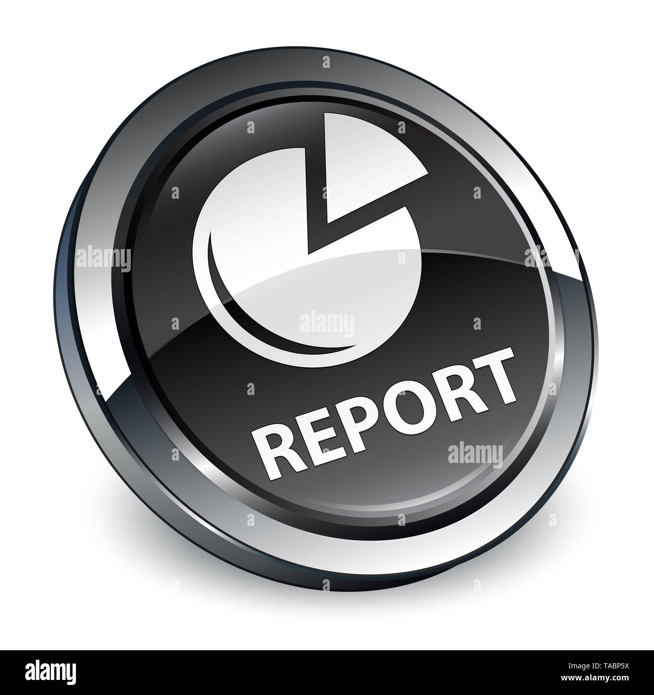 Report (graph icon) isolated on 3d black round button abstract ...