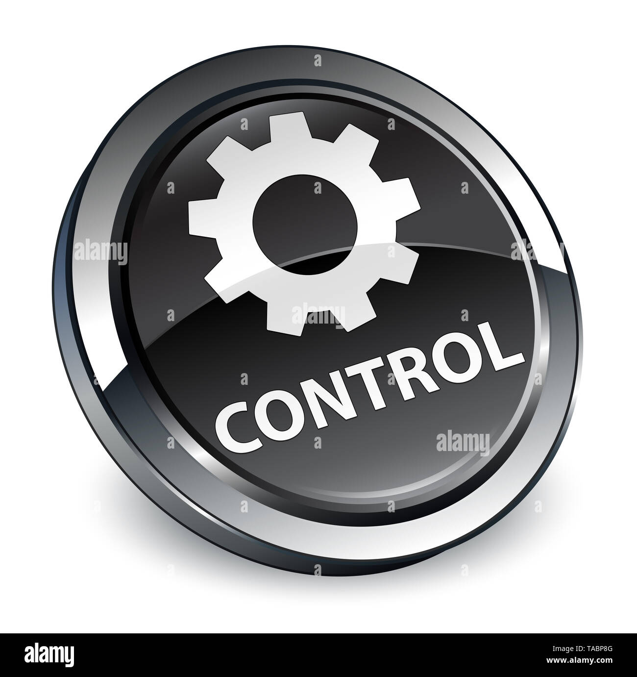 Control (settings icon) isolated on 3d black round button abstract ...