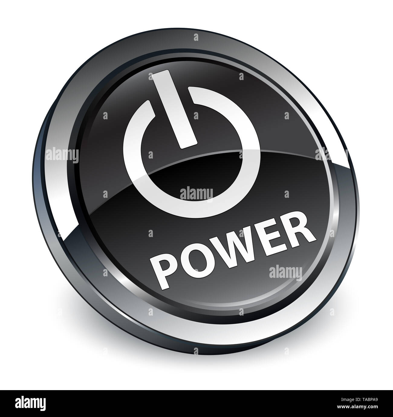 Power isolated on 3d black round button abstract illustration Stock ...