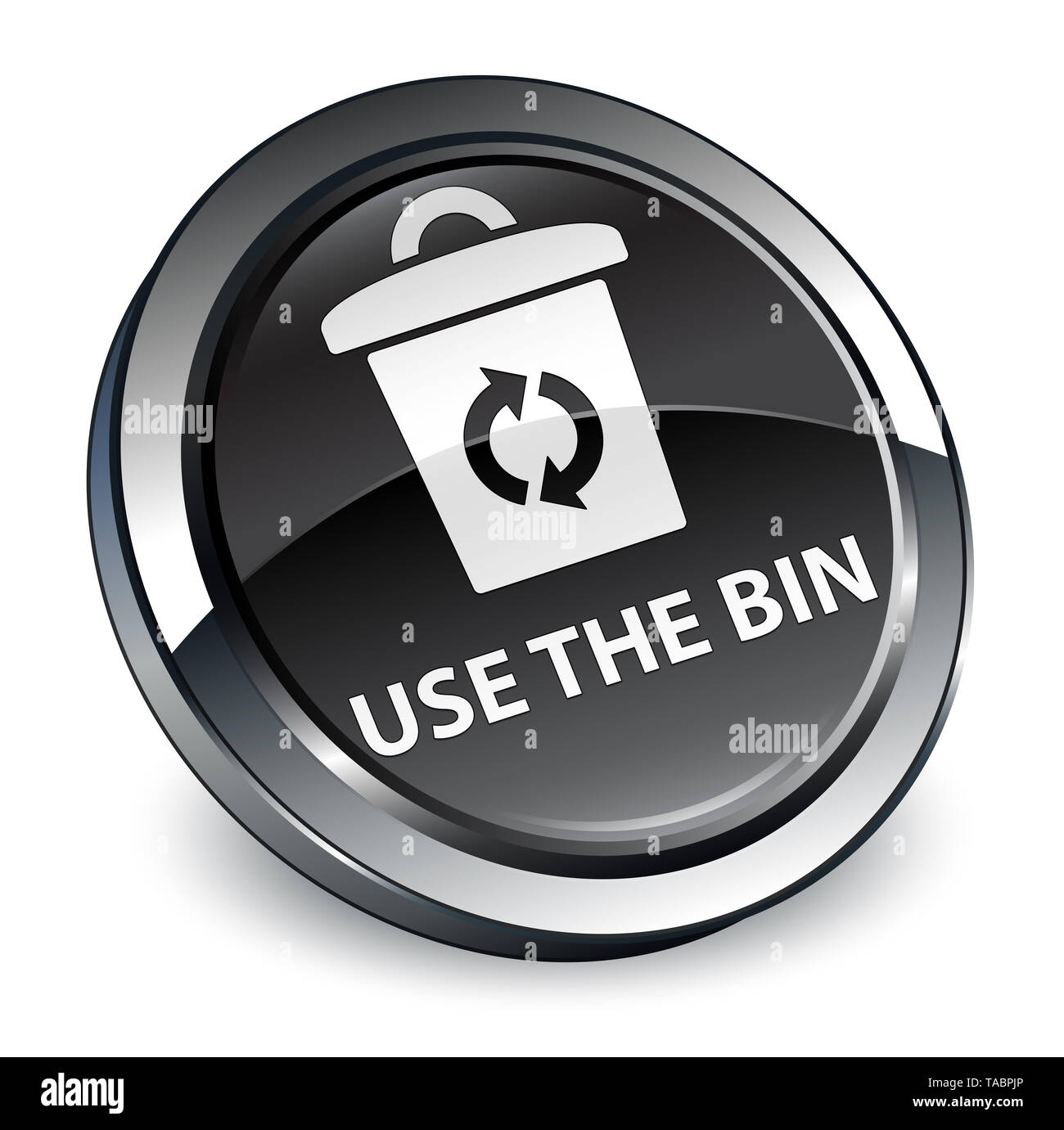 Use the bin isolated on 3d black round button abstract illustration ...