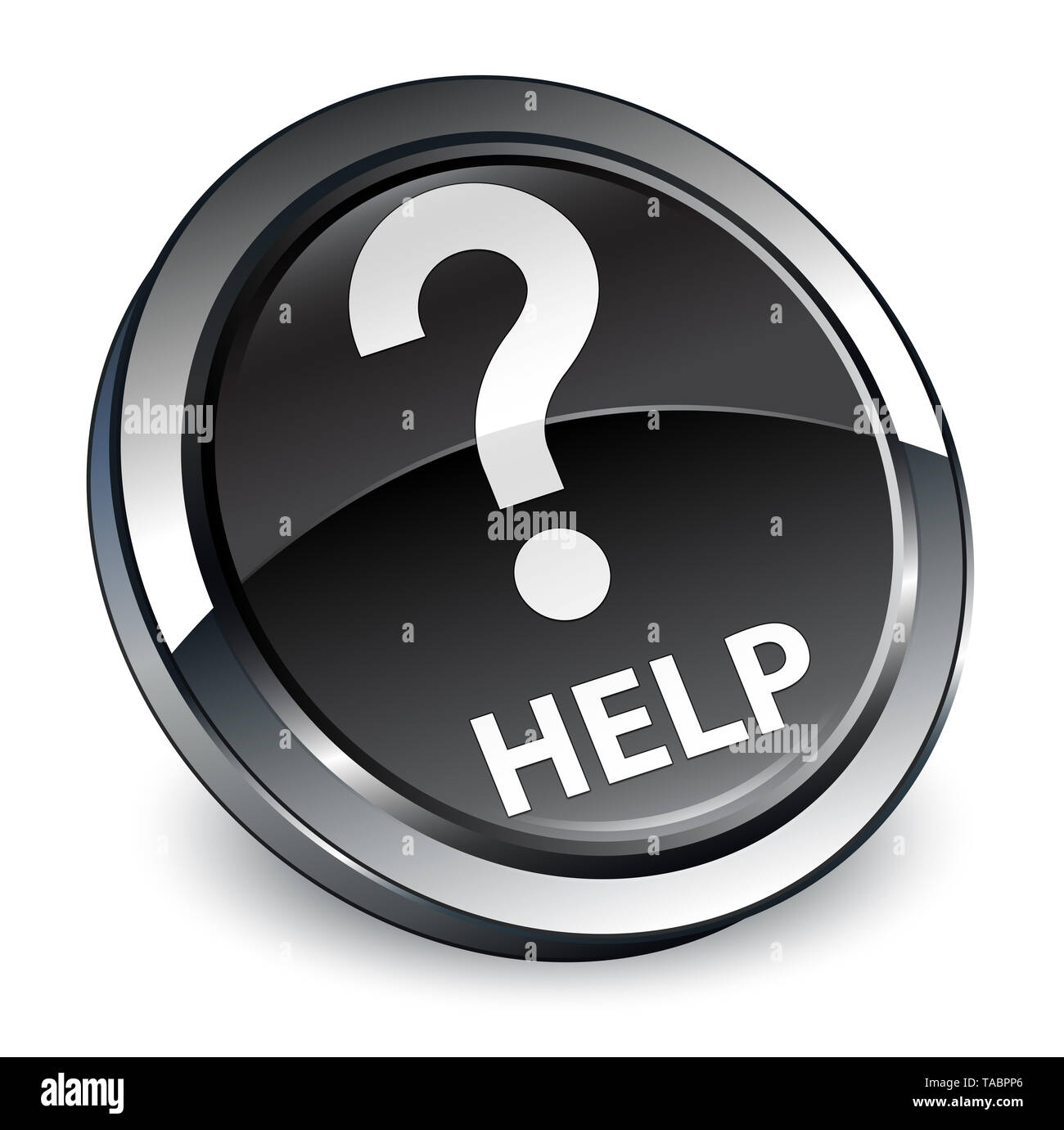Help (question icon) isolated on 3d black round button abstract ...