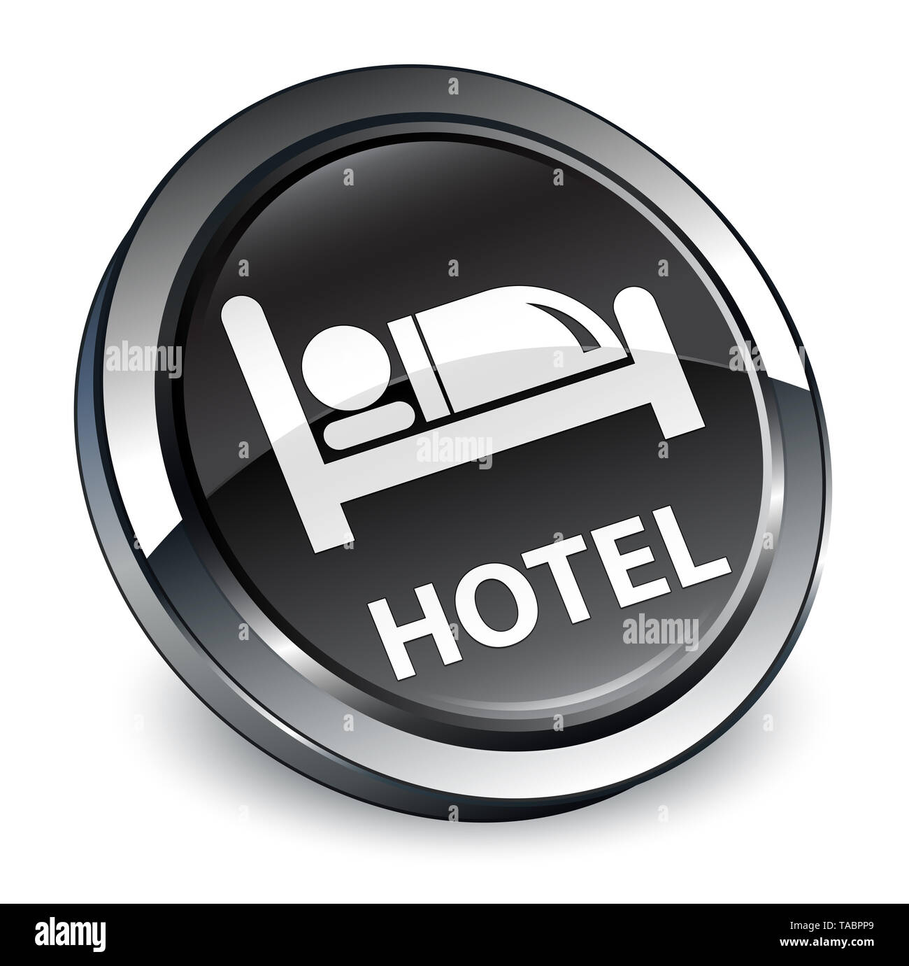 Hotel isolated on 3d black round button abstract illustration Stock ...