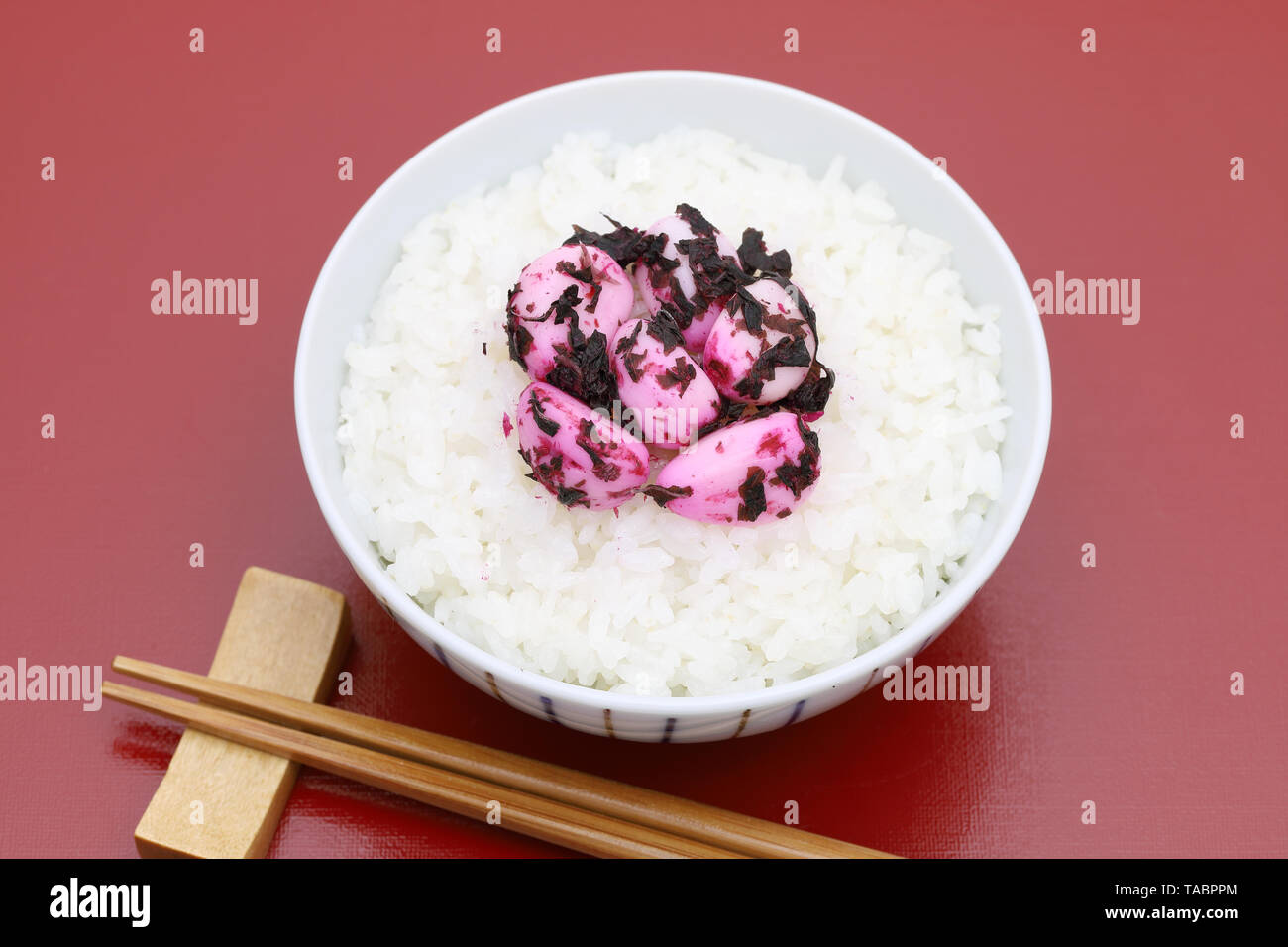 Japanes food, Shiso pickled garlic with cooked white rice Stock Photo ...