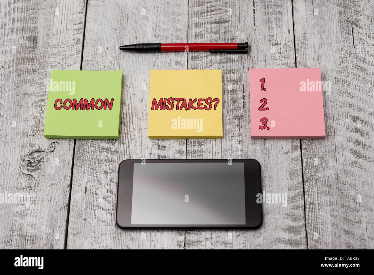 Writing note showing Common Mistakes question. Business concept for ...