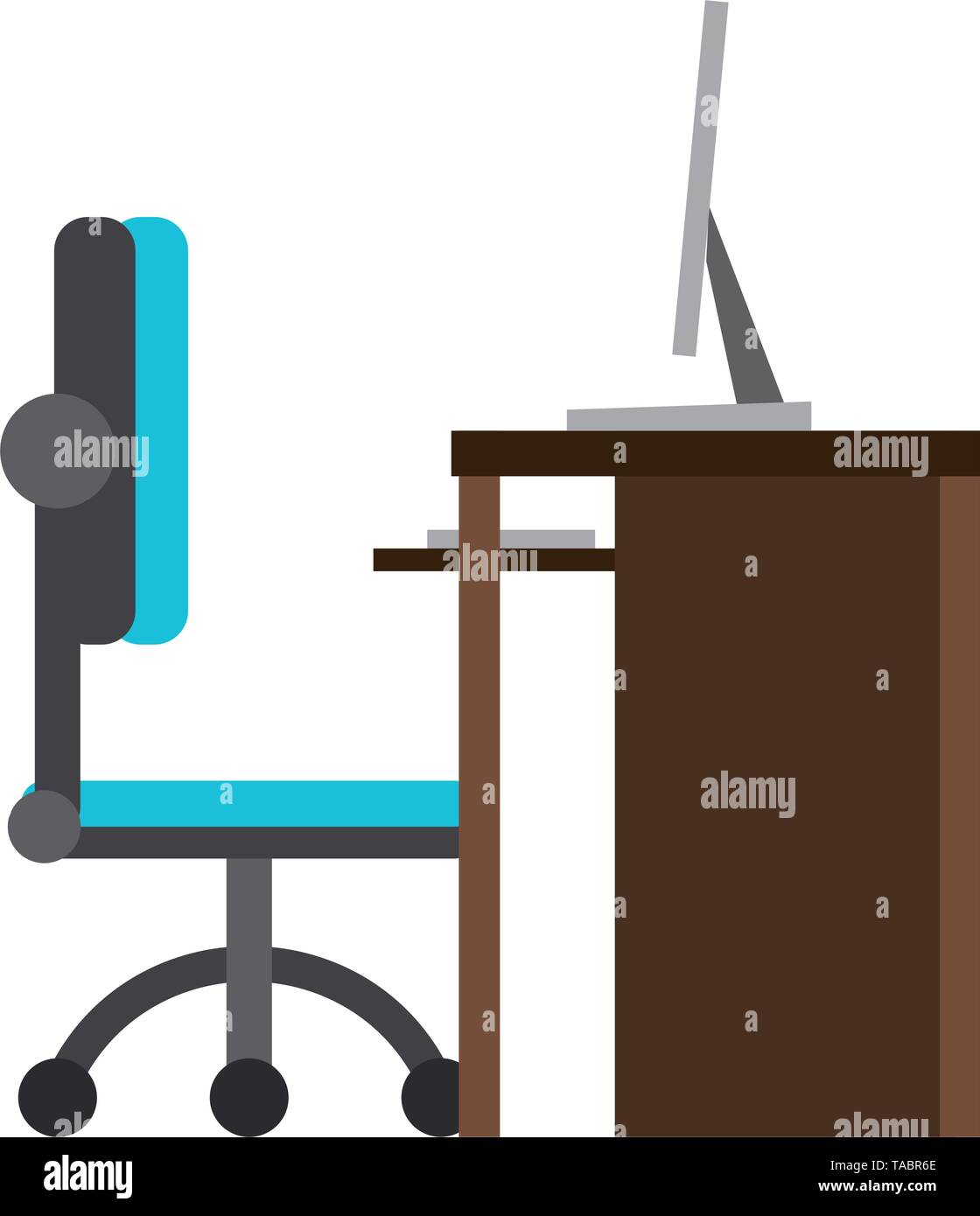 Desk computer with chair office cartoon Stock Vector Image & Art - Alamy