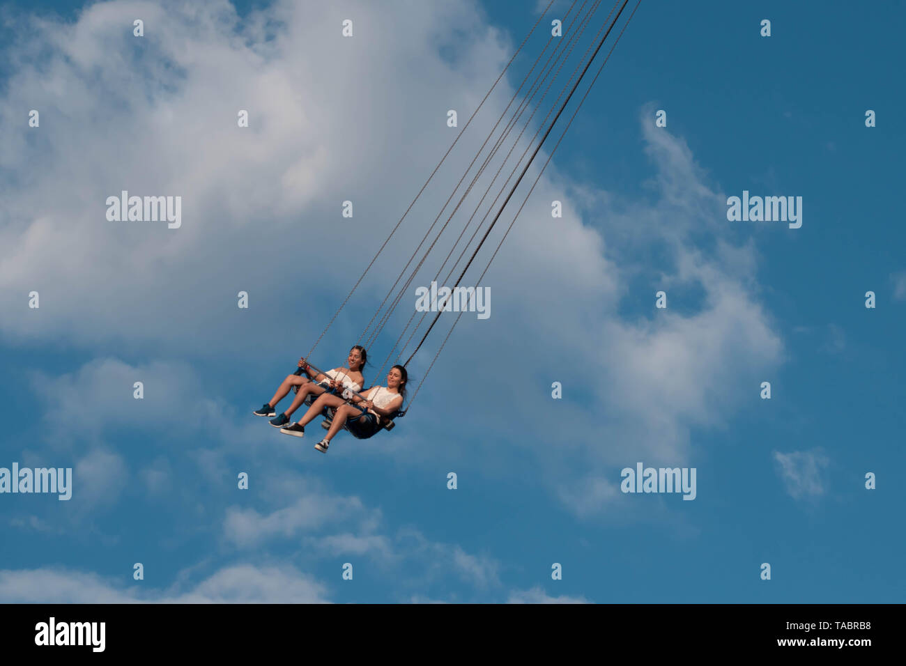 Orlando, Florida. May 16, 2019. People enjoying Orlando Star Flyer. It ...
