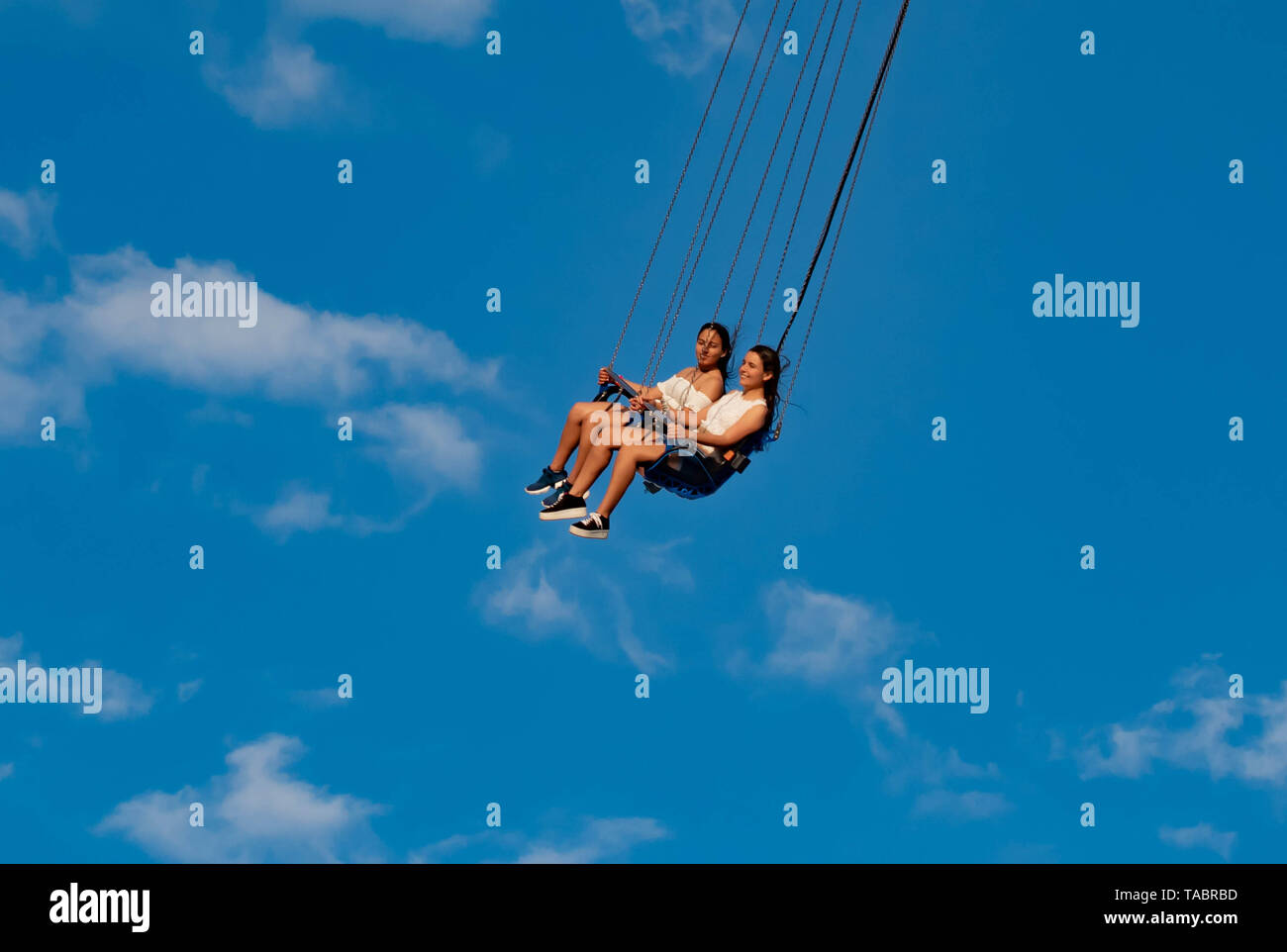 Orlando, Florida. May 16, 2019. People enjoying Orlando Star Flyer. It ...