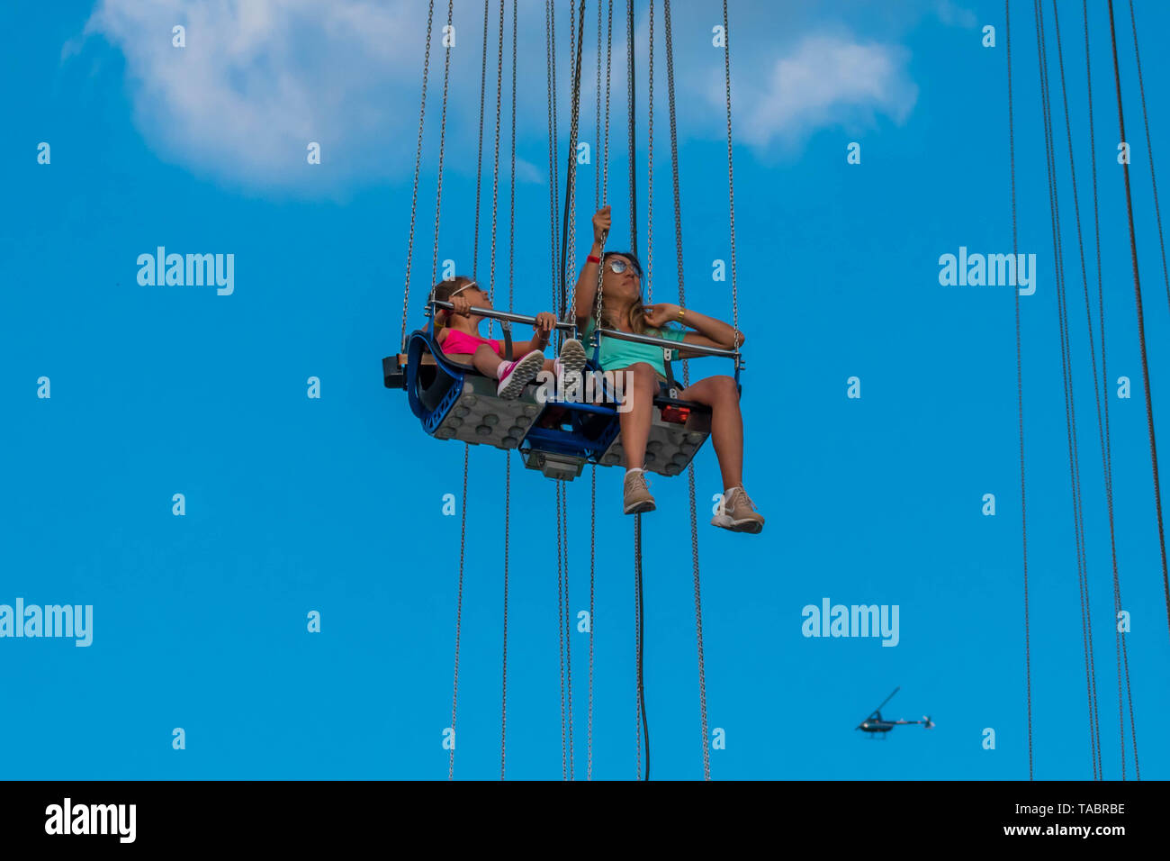 Orlando, Florida. May 16, 2019. People enjoying Orlando Star Flyer. It ...