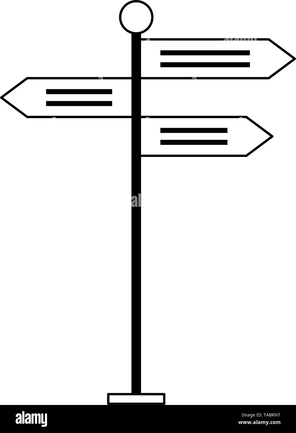 Street signpost isolated cartoon symbol in black and white Stock Vector ...