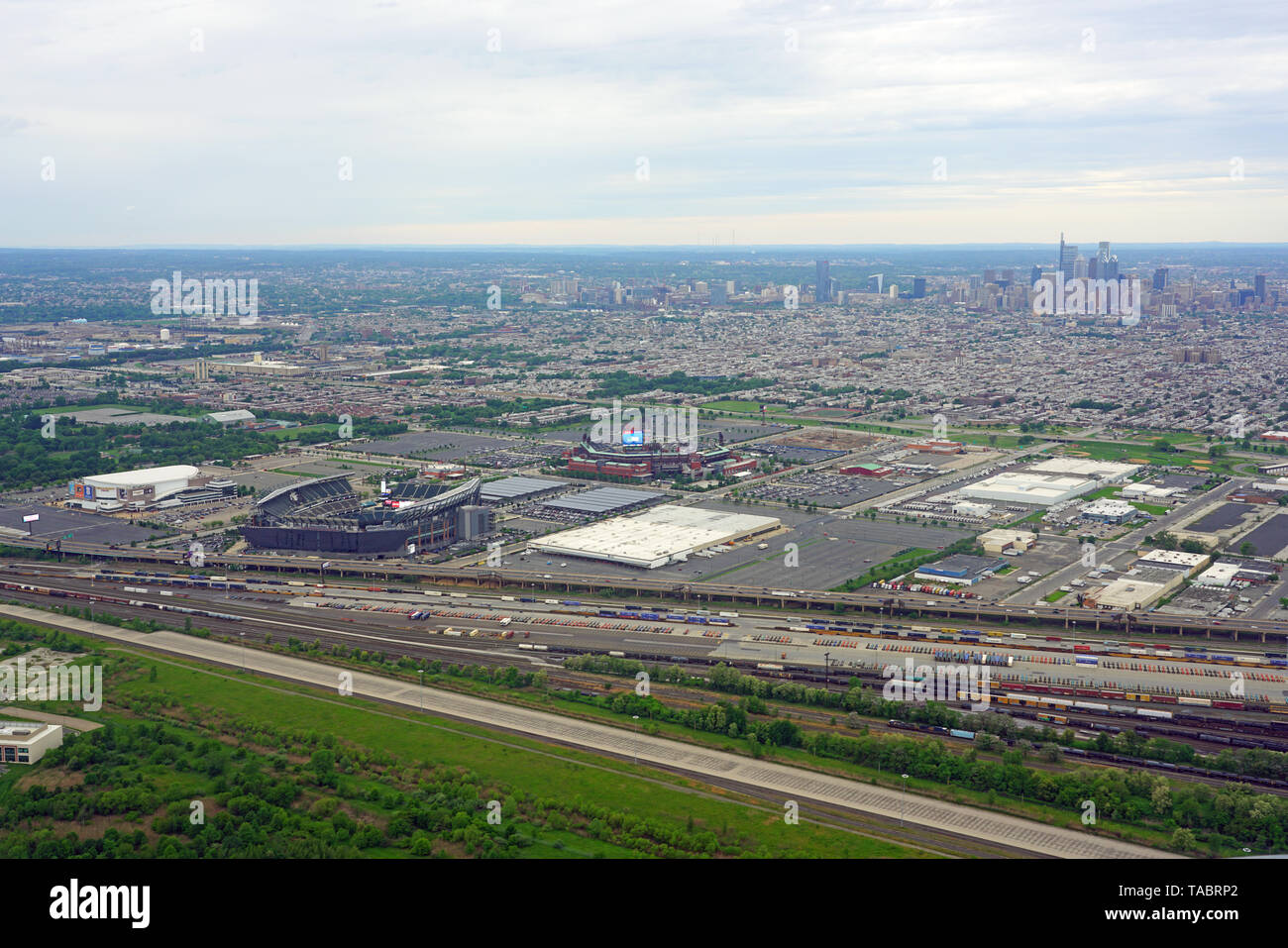 PHILADELPHIA, PA – 11 MAY 2019- Aerial view of the Lincoln Financial ...