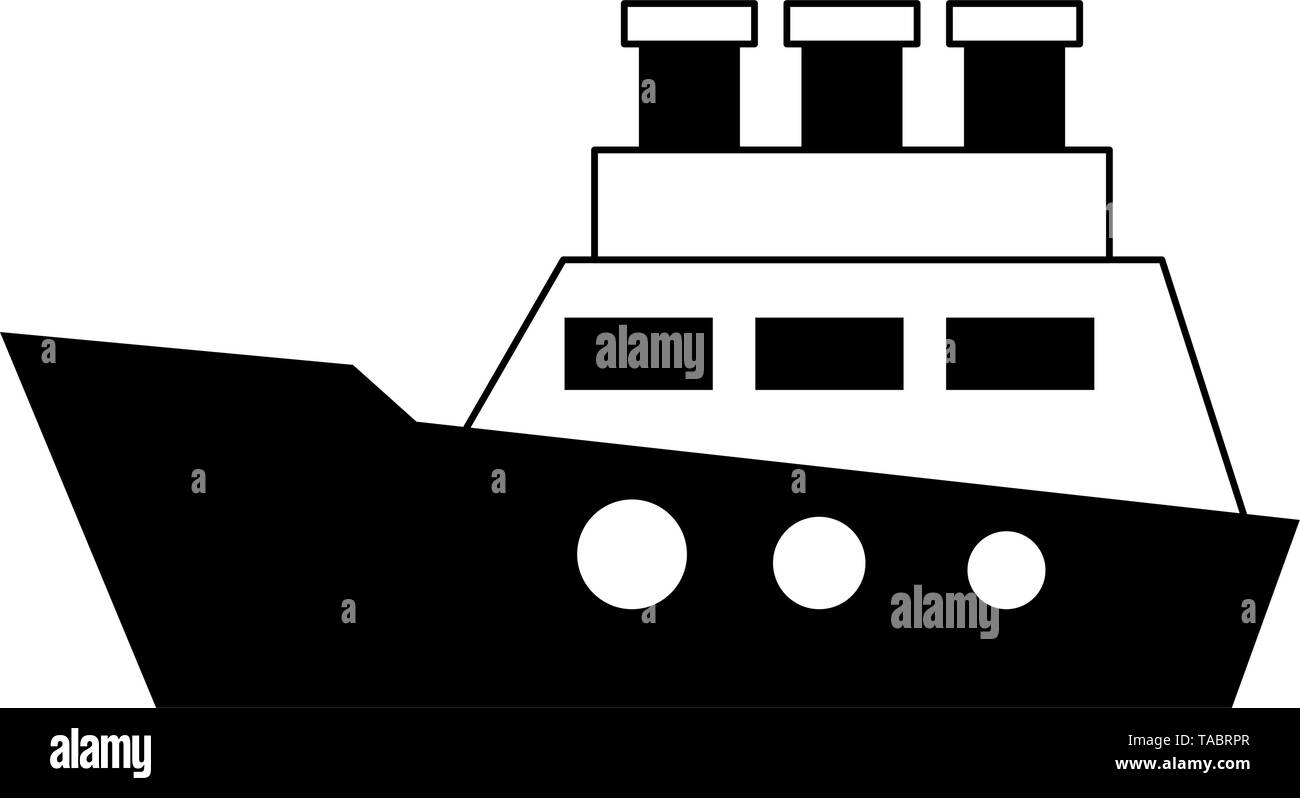 Cruiser ship boat symbol isolated in black and white Stock Vector Image ...