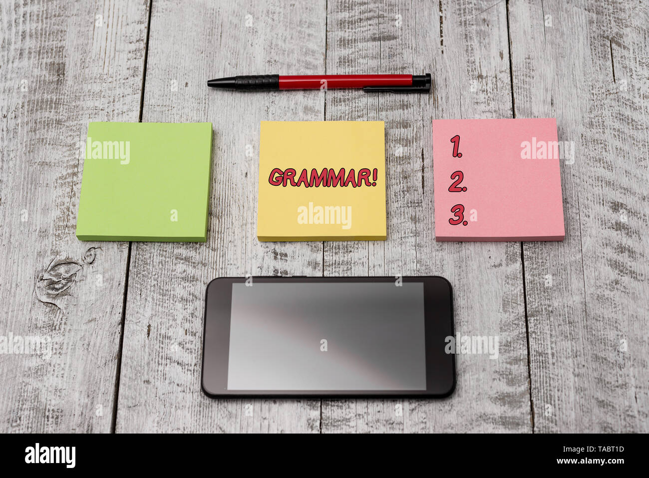 Writing note showing Grammar. Business concept for whole system ...