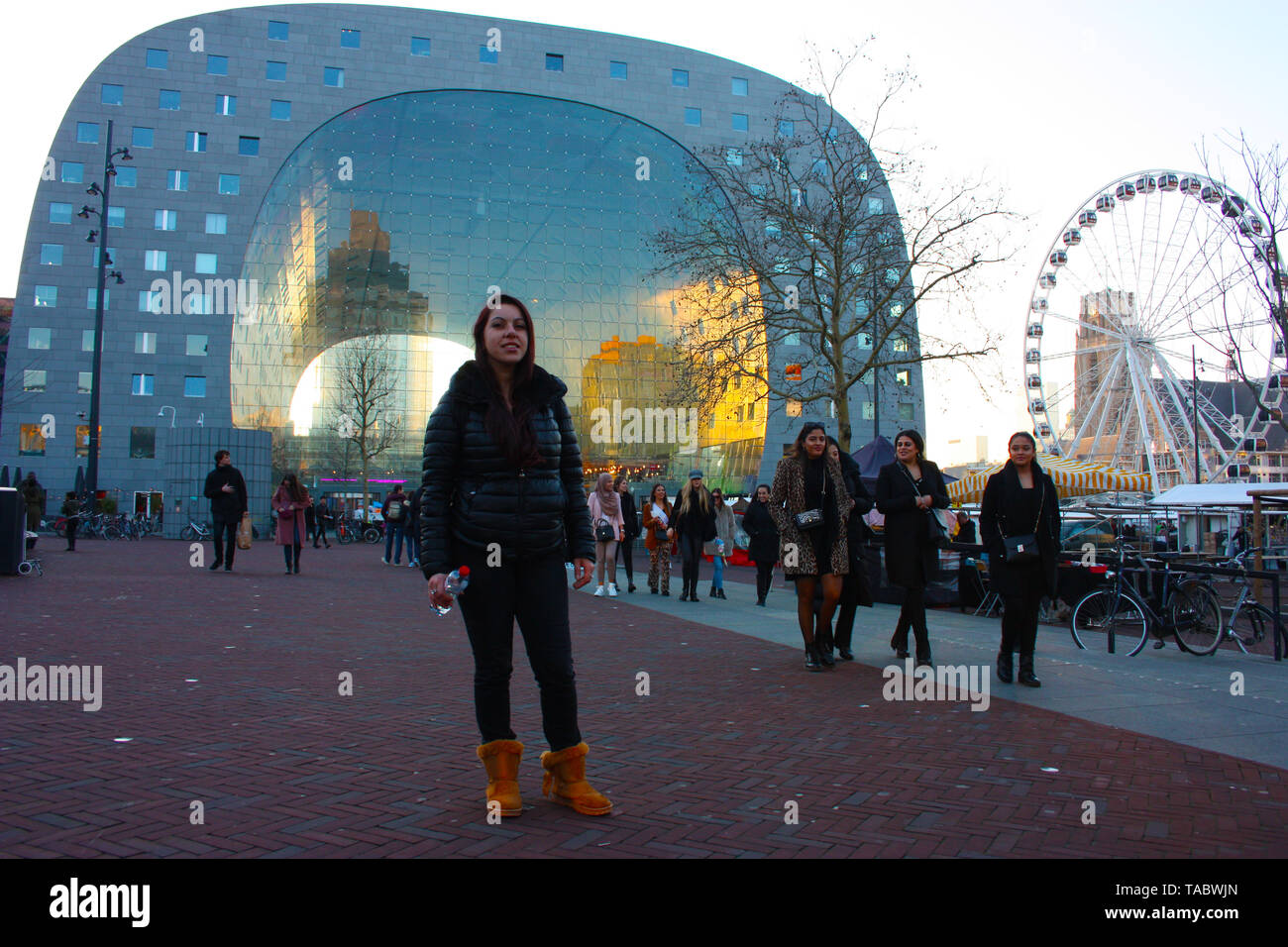 the famous market in the heart of the big city of Rotterdam, a Dutch ...