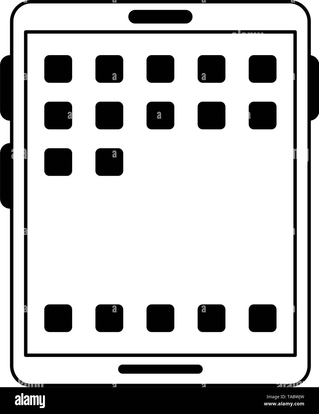Tablet with applications menu symbol in black and white Stock Vector ...