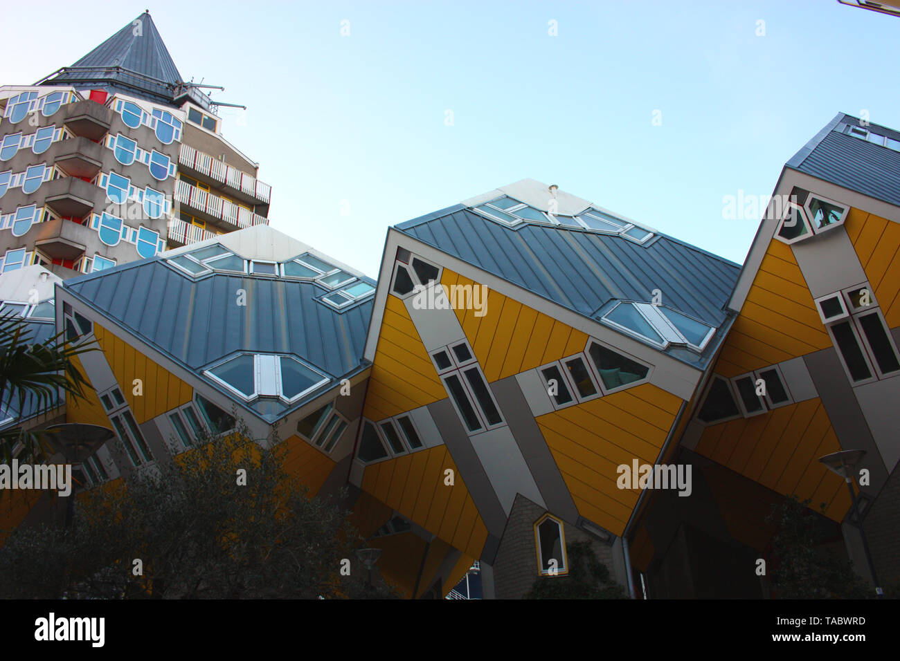 apartments and offices inside the cubic houses of Rotterdam ...