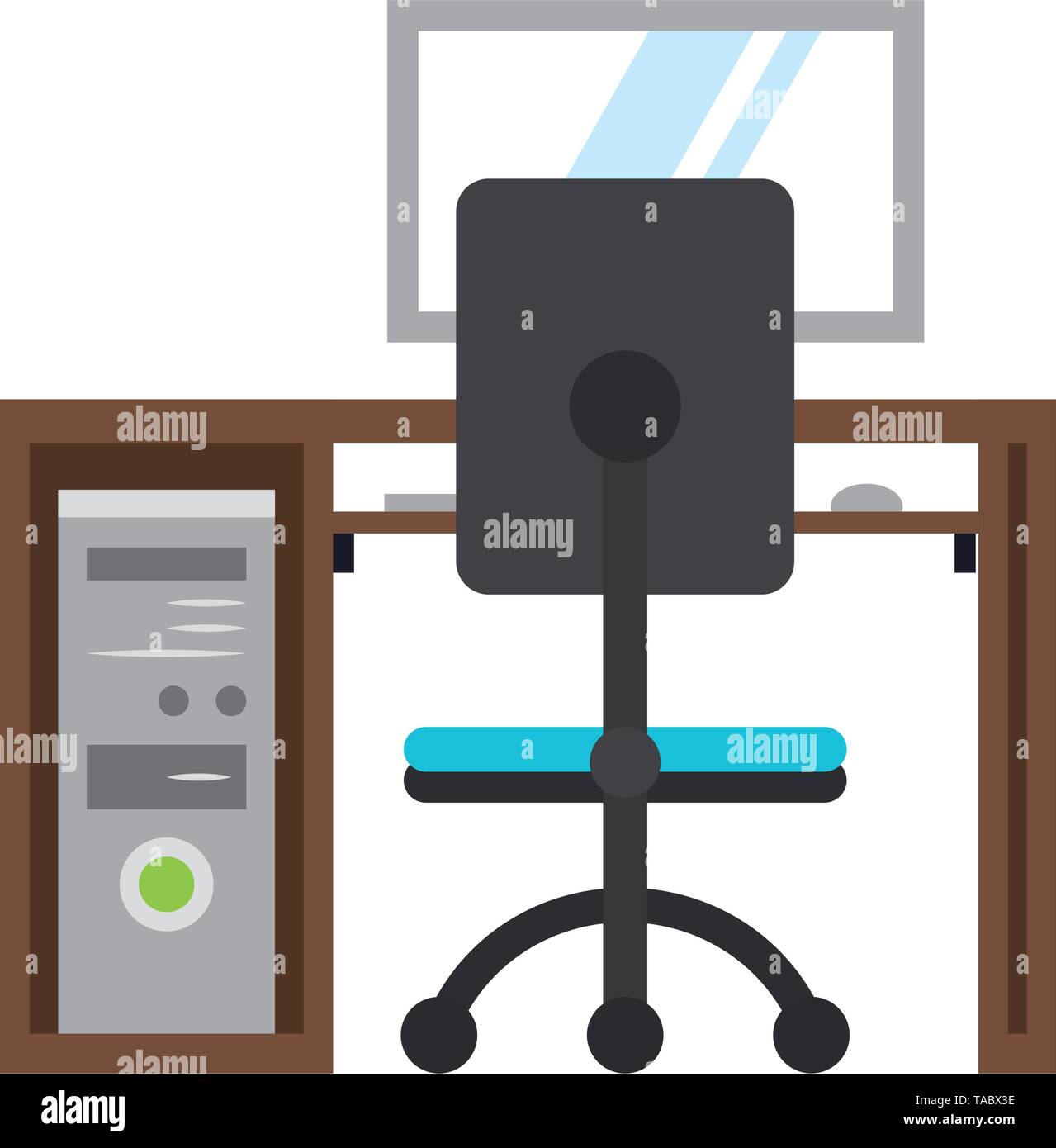 Desk computer with chair office cartoon Stock Vector Image & Art - Alamy