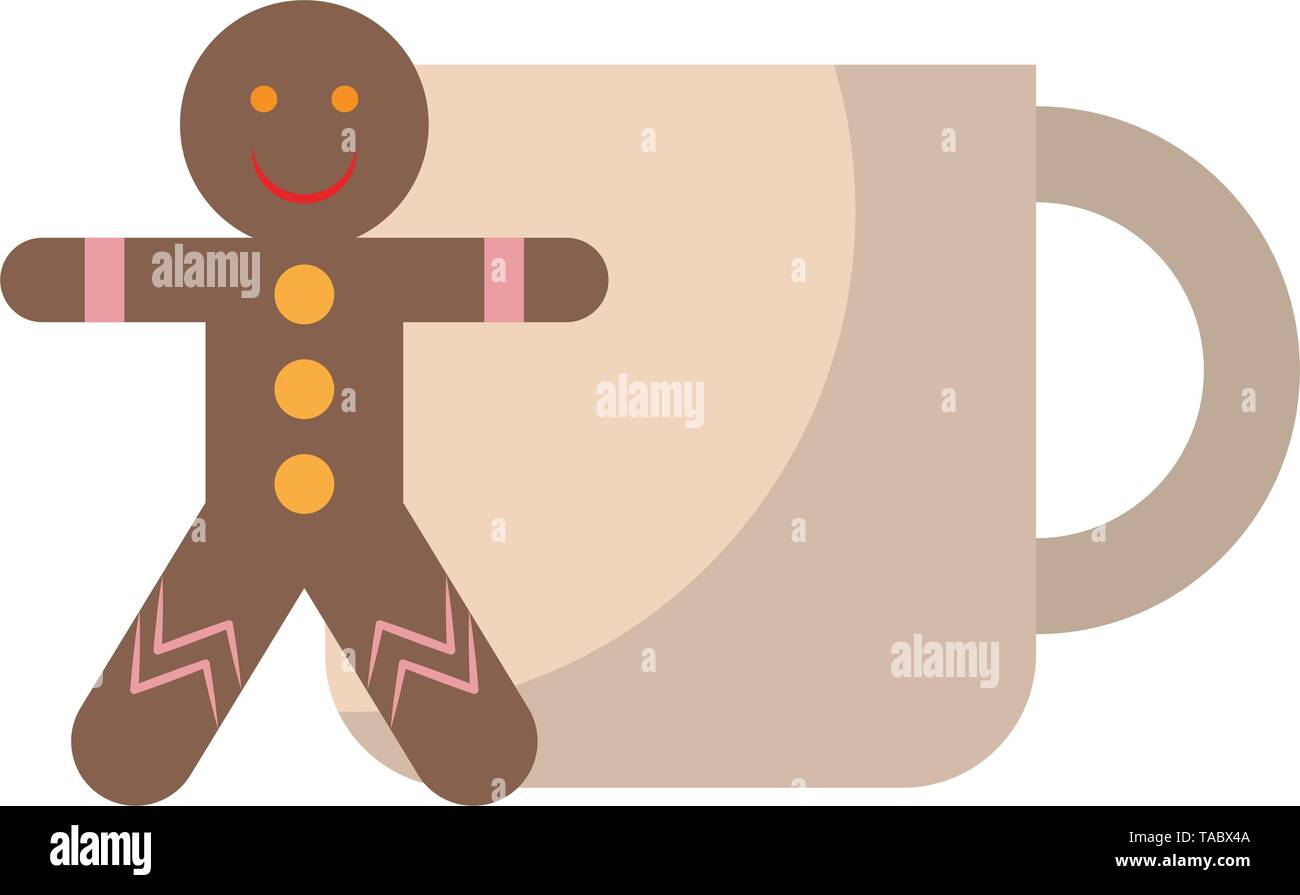 Gingerbread man and coffee cup cartoon Stock Vector Image & Art - Alamy