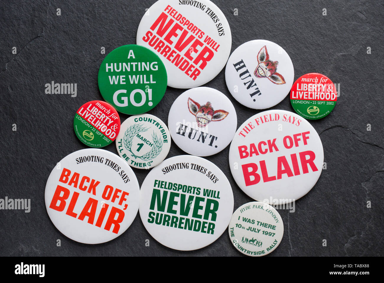 Pro-hunting badges that were made between 1997 and 2002 relating to the ...