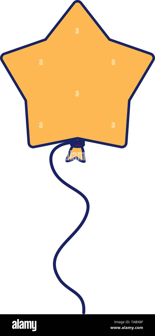 Star shape balloon party cartoon isolated blue lines Stock Vector Image ...