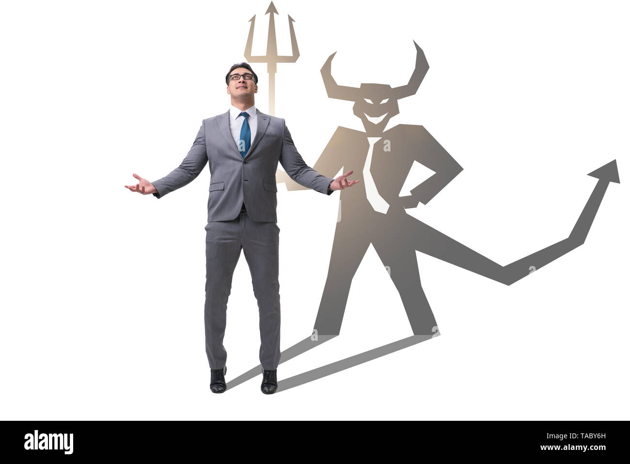 Devil hiding in the businessman - alter ego concept Stock Photo - Alamy