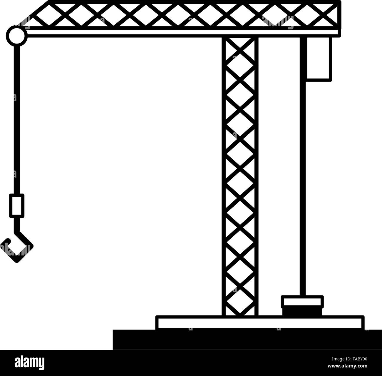 Under Construction crane symbol isolated in black and white Stock ...