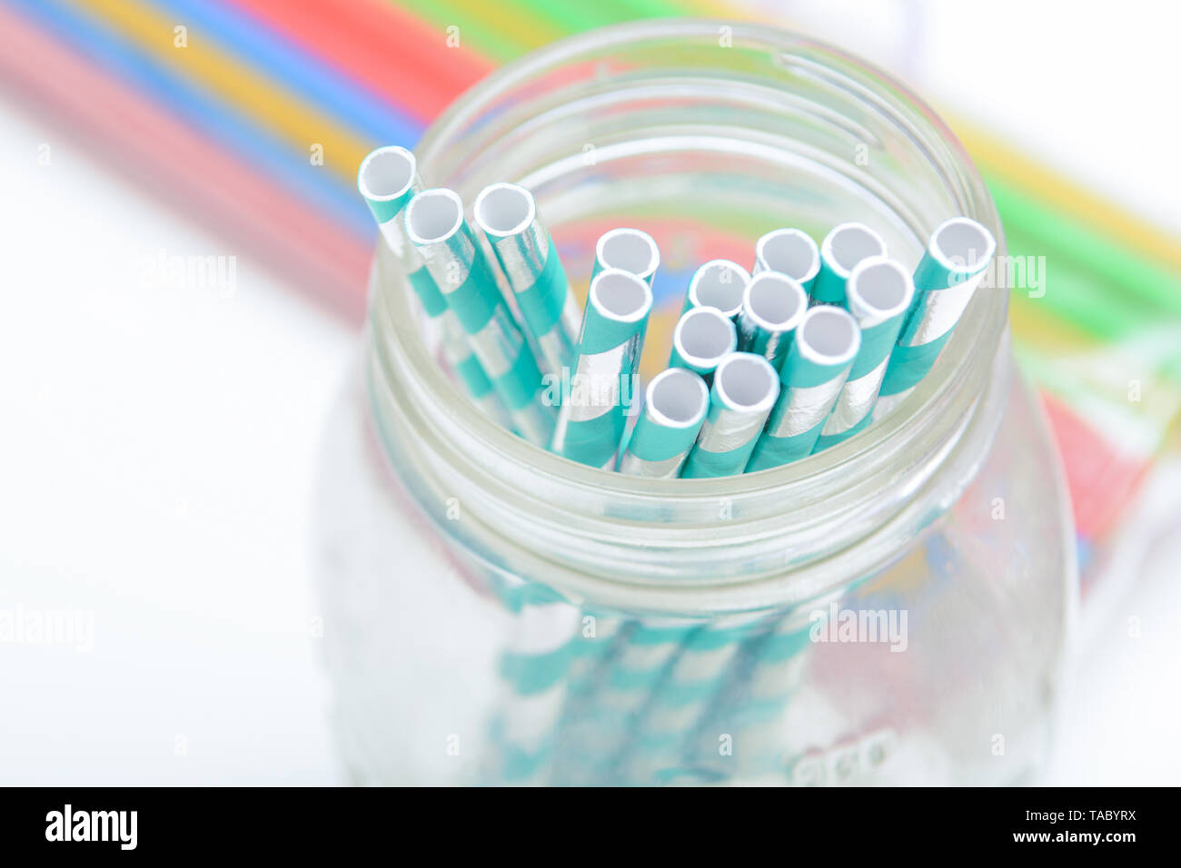 Plastic drinking straws, Single use plastic straw Stock Photo - Alamy