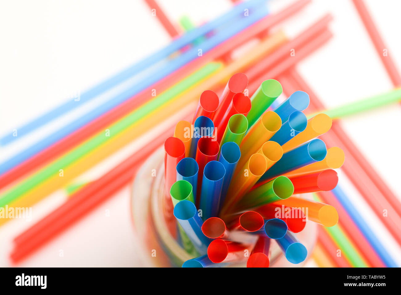 Plastic drinking straws, Single use plastic straw Stock Photo - Alamy