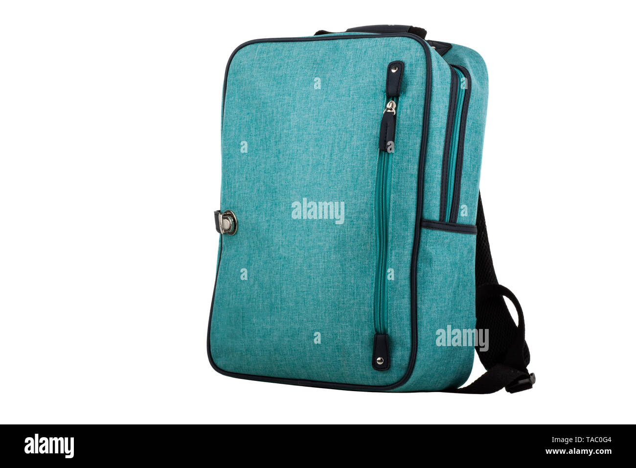Blue backpack isolated on white background Stock Photo - Alamy