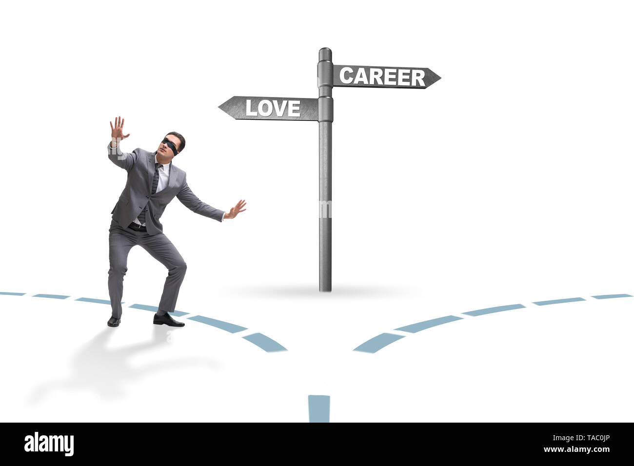 Businessman having hard choice between love and career Stock Photo - Alamy