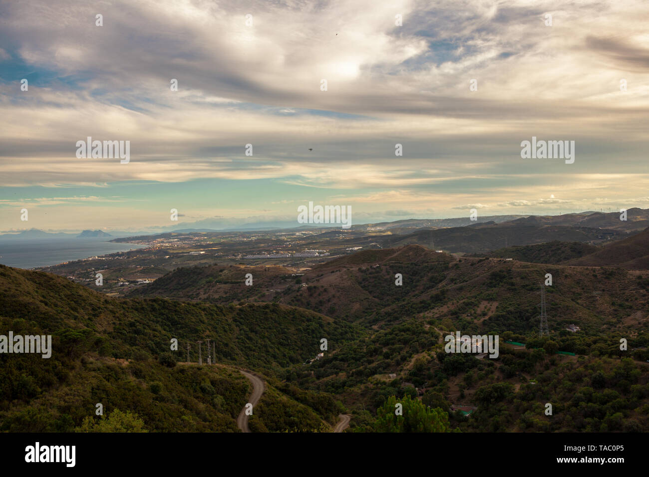 Landscape. View of the mountains and the sea from the observation deck ...