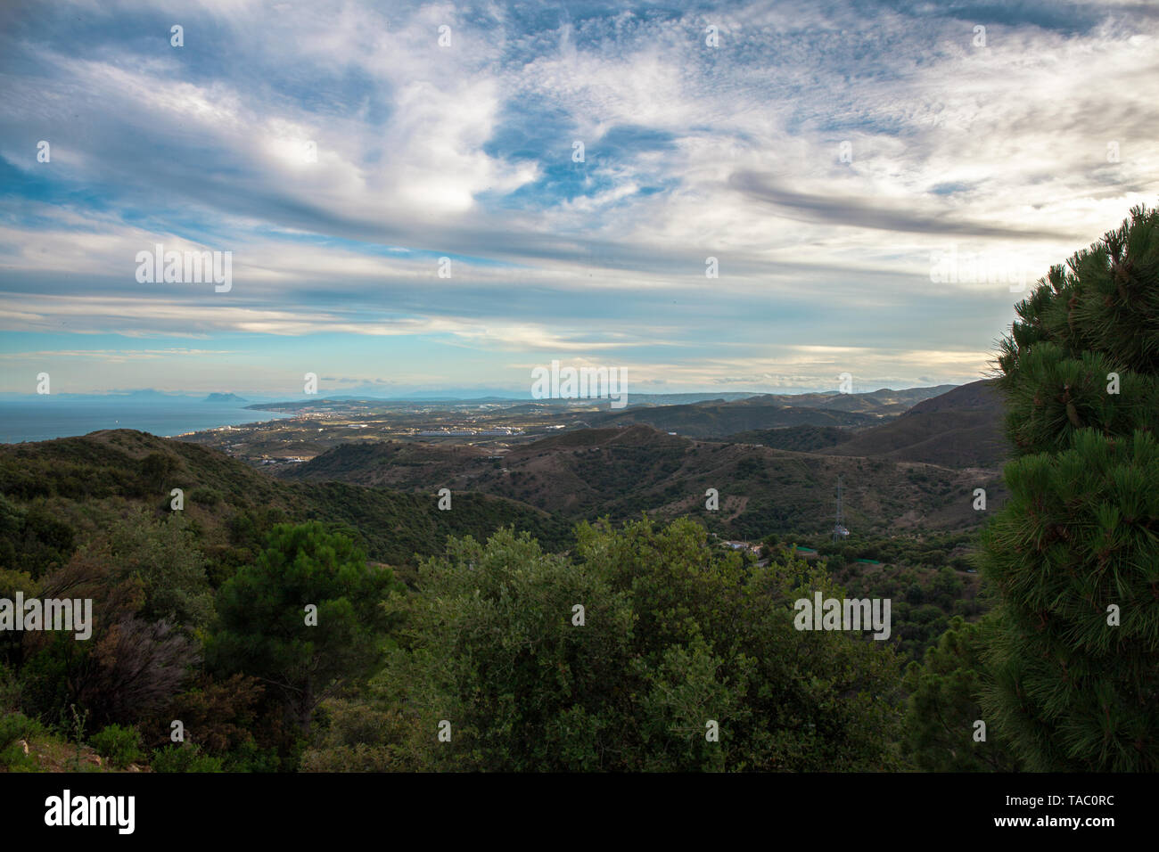 Landscape. View of the mountains and the sea from the observation deck ...