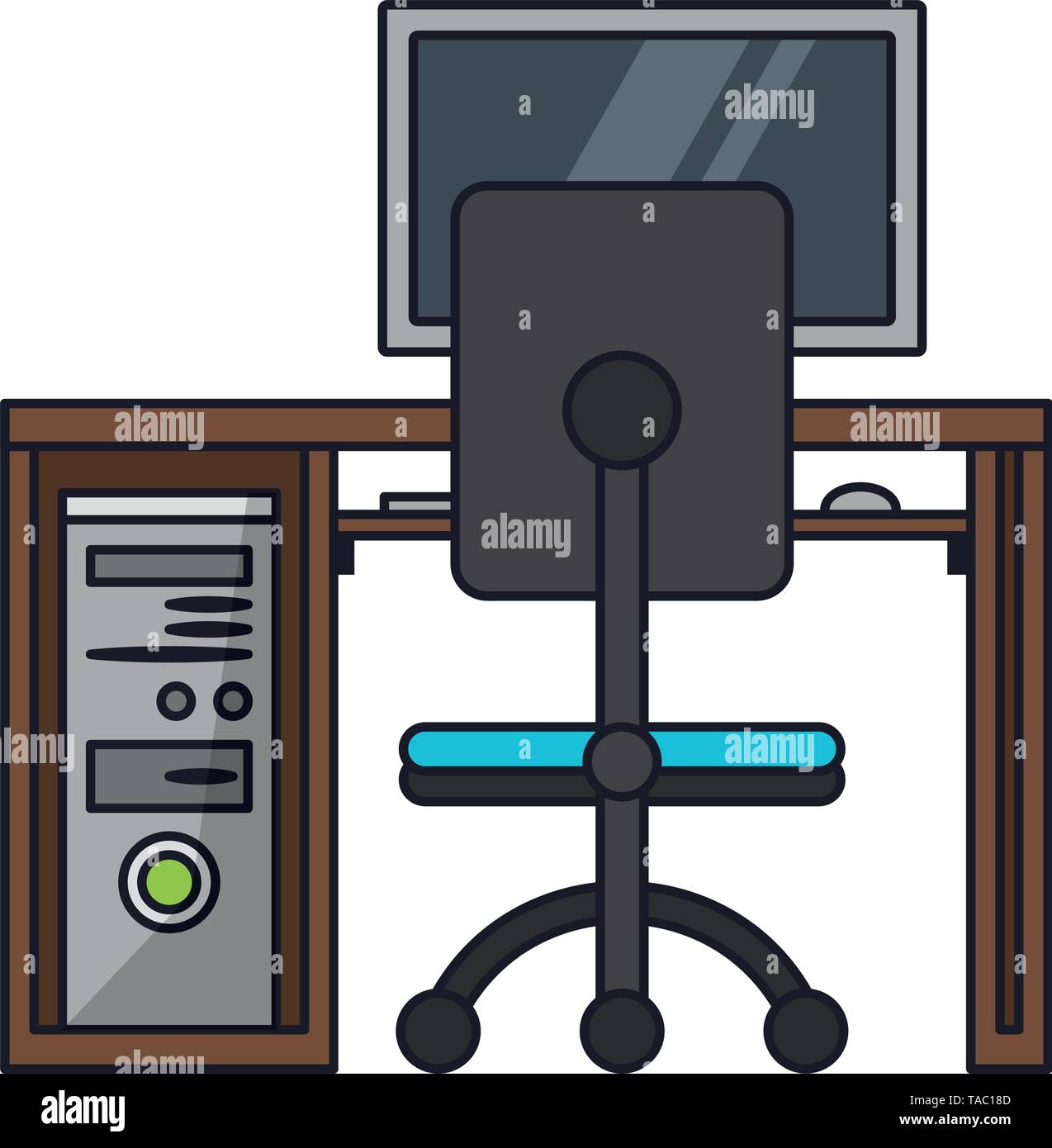 Desk computer with chair office cartoon Stock Vector Image & Art - Alamy